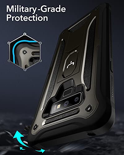 YOUMAKER Kickstand Case for Galaxy Note 9, Full Body with Built-in Screen Protector Heavy Duty Protection Shockproof Rugged Cover for Samsung Galaxy Note 9 6.4 Inch - Gun Metal/Black