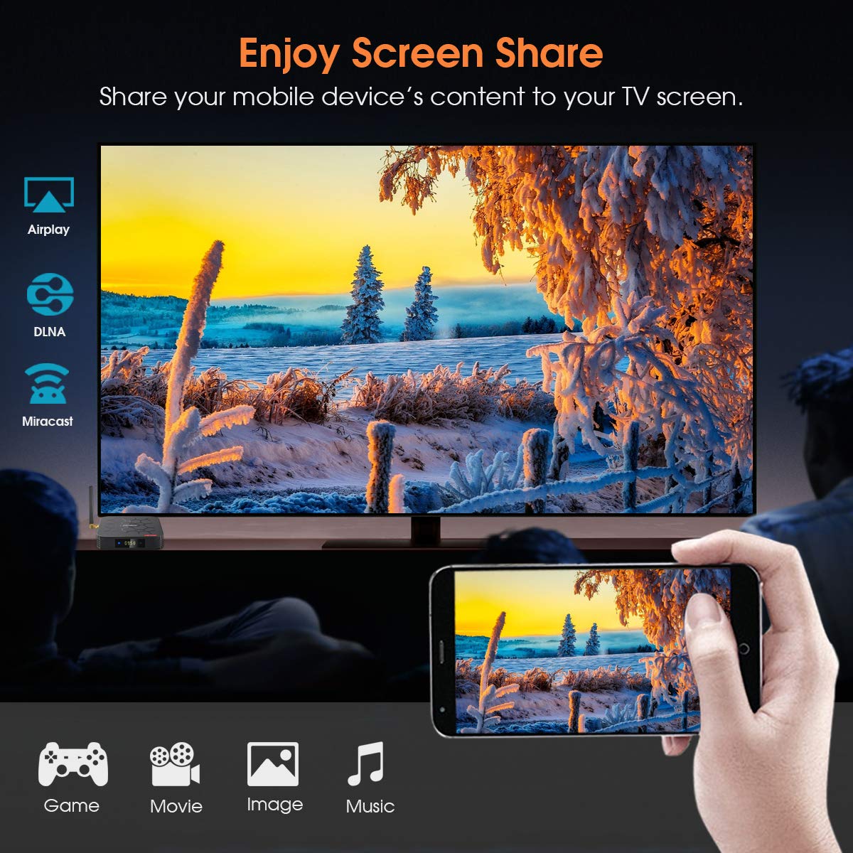 Android TV Box, Pendoo X6 PRO Android TV Box 4GB RAM 32GB ROM, 2.4GHz/5GHz Dual-Band WiFi BT Quad-Core 64Bits 3D/4K Full HD/H.265/USB3.0 Android Box