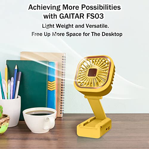 GAITIR Handheld Mini Fan, 3 IN 1 Small Portable Fan, USB Rechargeable Folding Personal Fans with Strong Airflow 2 Speeds, Lanyard, Multi-Functional, 4 Colorful, Foldable Hanging Desk fan