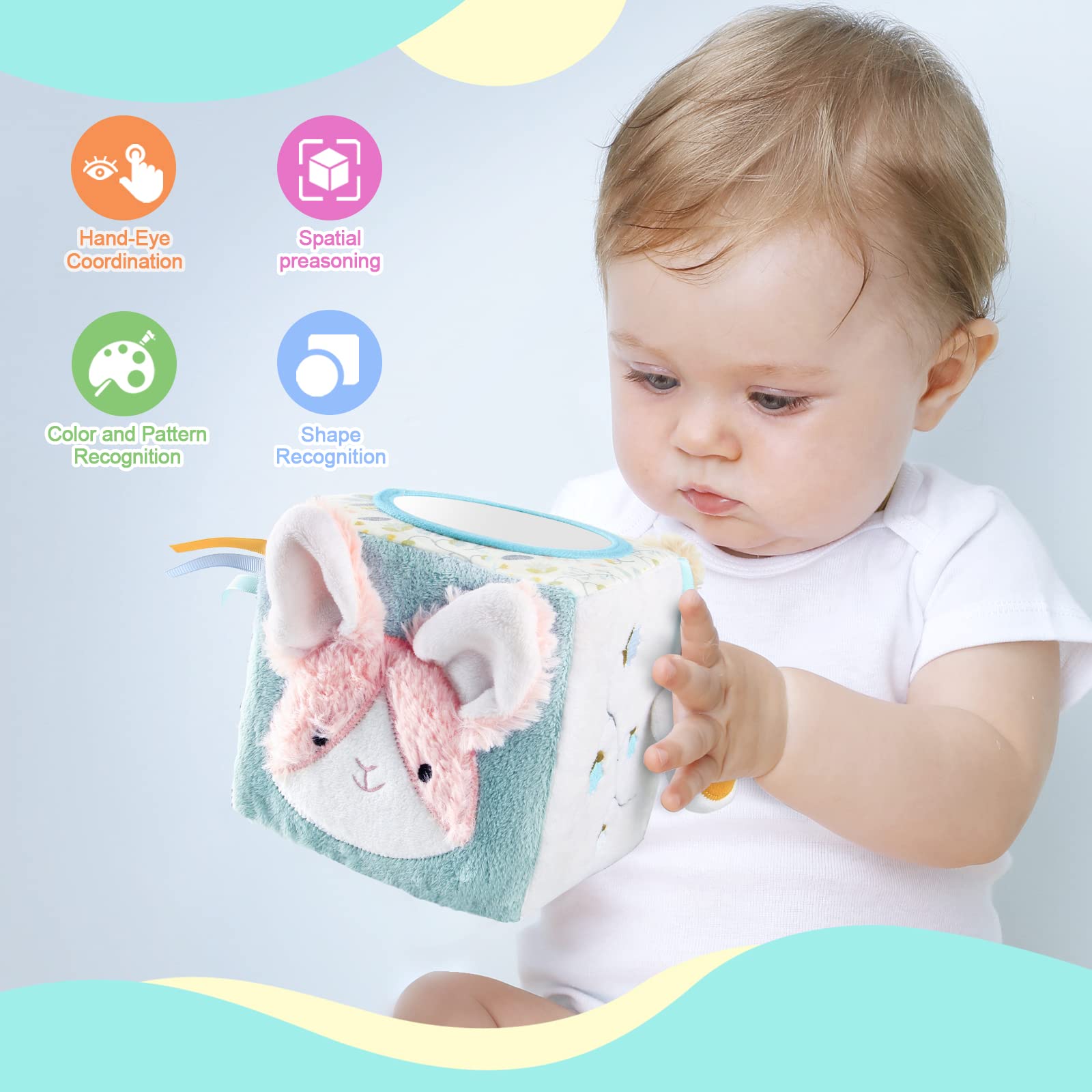 Baby Activity Cube Activity Cube Toys Educational Baby Cube Toy Early Learning Centre Sensory Cube Multicolor Baby Cube Toy Baby Toys 0+ Months (Rabbit Dog)