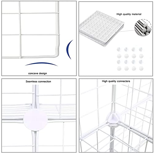 C&AHOME Wire Cube Storage, 9-Cube Organizer Metal, Wire C Grids Storage, Storage Bins Shelf, Modular Bookshelf, Closet Cabinet Ideal for Home, Living Room, Office 36.6”L x 12.4”W x 48.4”H White