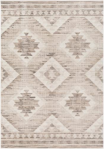 BoutiqueRugs Smoketown Traditional Area Rug - Tan, Black, White - 7'10" x 10'2"