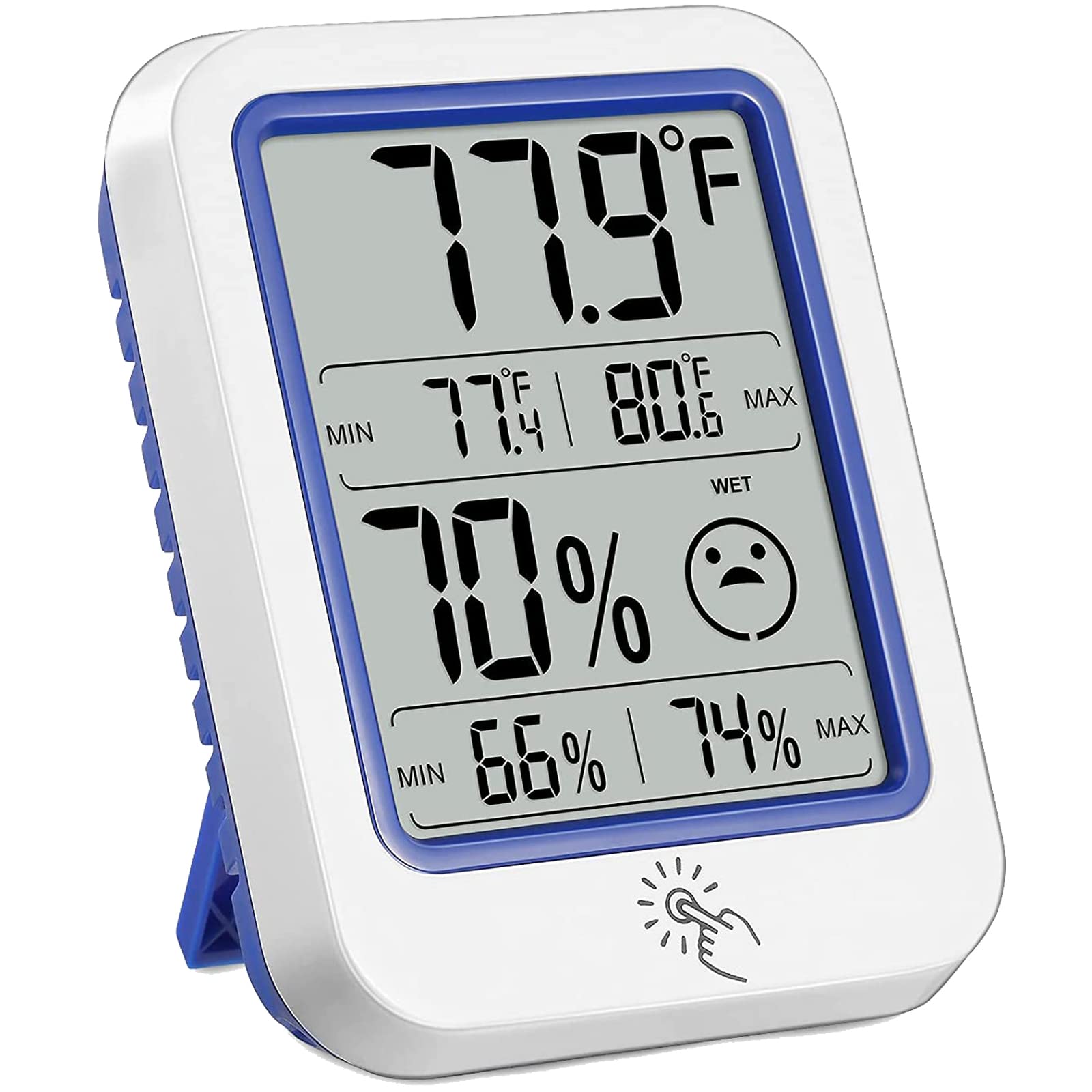 odorsin Digital Hygrometer Indoor Thermometer, Temperature Humidity Sensor with Max/Min Records & Backlight Display Thermometer Humidity Gauge Suit for Room, Greenhouse, Basement, Plant Humidity Meter