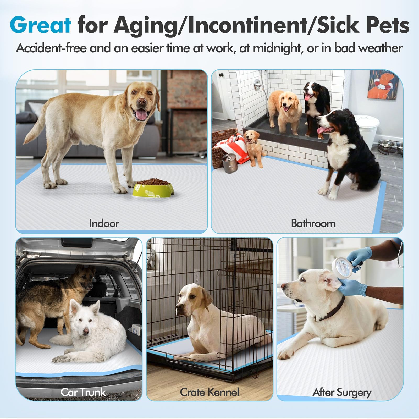 Gimars 4XL 36"x36" Thicken Heavy Absorbency Dog Pad Extra Large- Jumbo Disposable Polymer Quick Dry No Leaking Pee Pads for Dogs, Cats, Rabbits Pets 30 Counts
