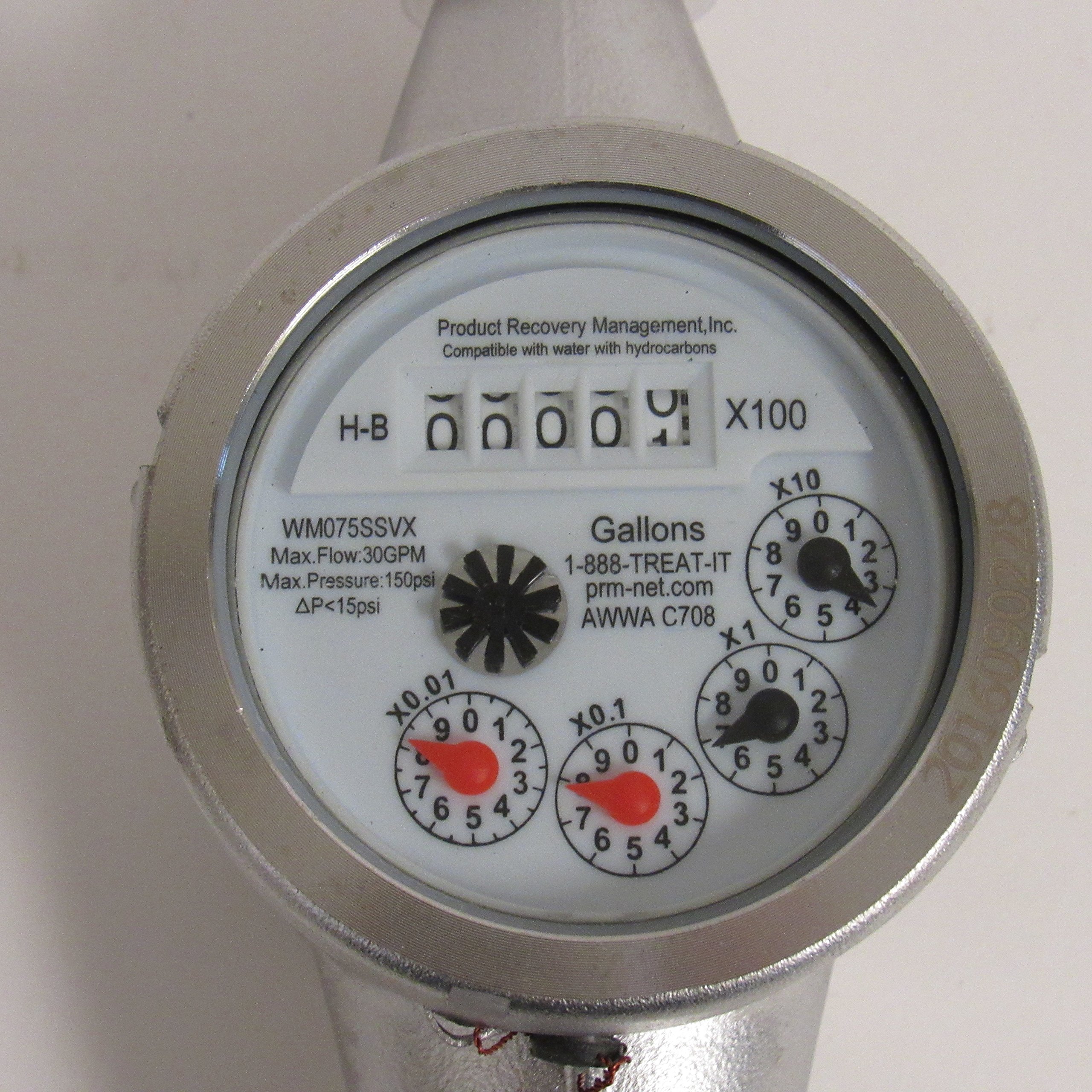 PRMFiltration 3/4 Inch NPT 304 Stainless Steel Totalizing Water Meter
