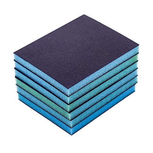 Biaungdo 220 Grit Sanding Sponge Washable&Reusable Sanding Blocks,Wet Dry Sanding Sponges Blue 6pcs