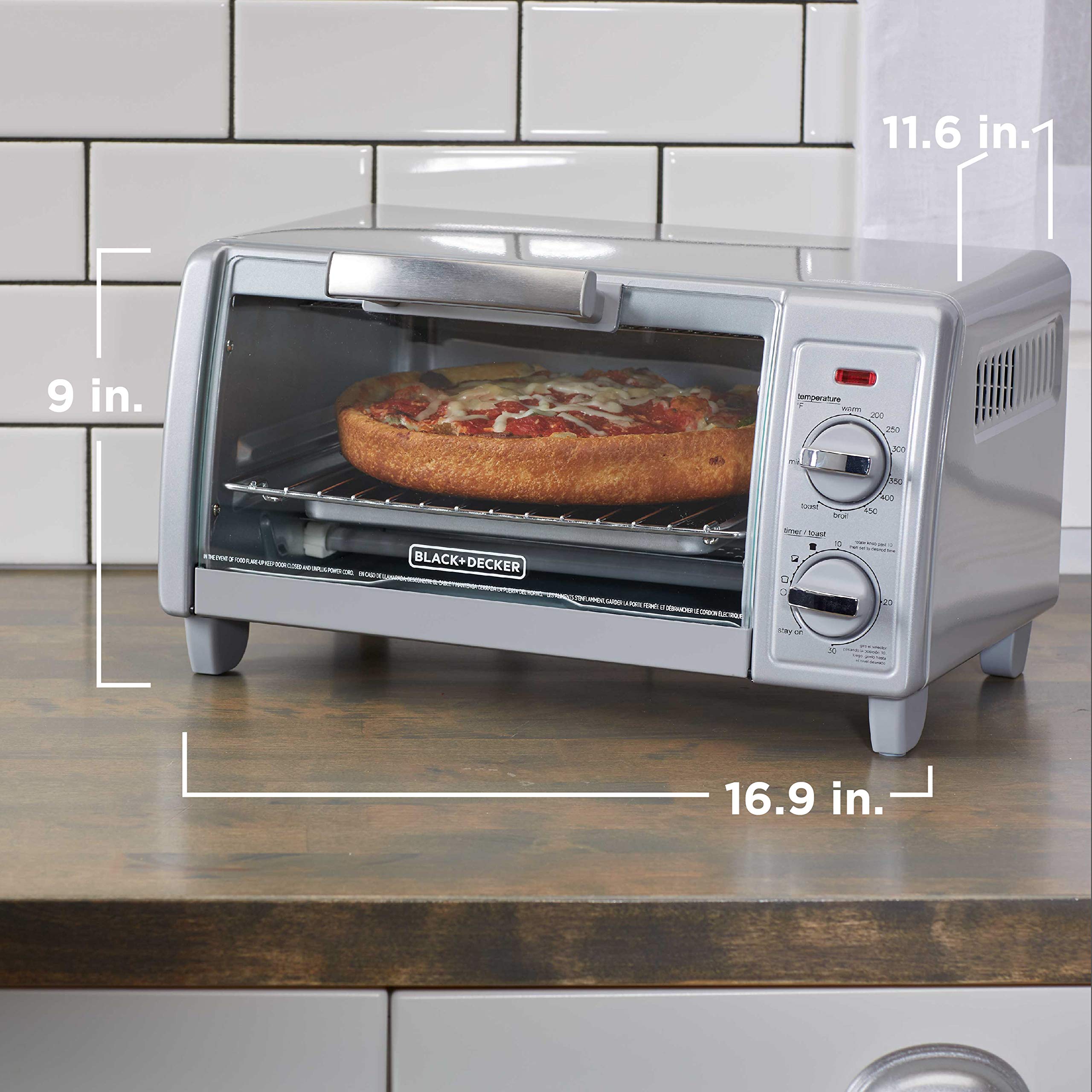 BLACK+DECKER TO1705SG 4-Slice Toaster Oven, Easy Controls, Stainless Steel