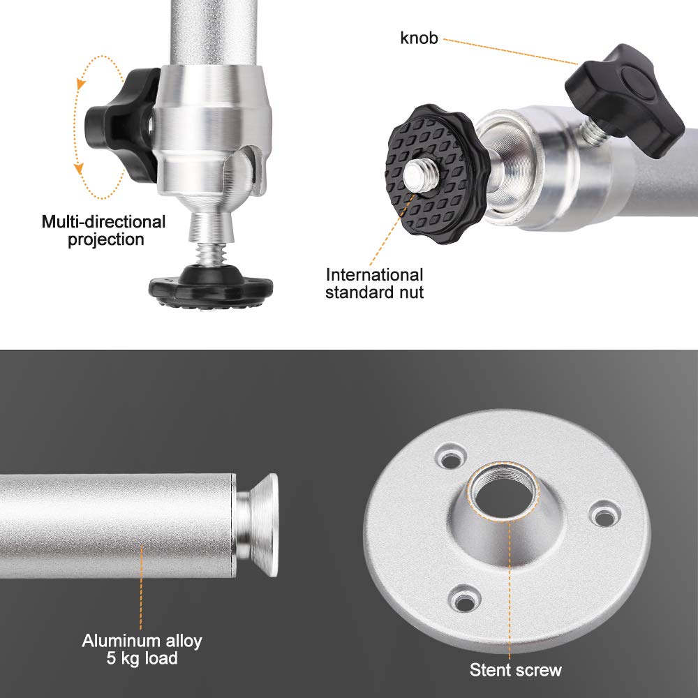Angrox Mini Projector Mount, Projection 360 Degree Mini Stand/Mount for DR.J/VANKYO/QKK/PVO/AuKing/Jinhoo/DBPOWER/Anker/AAXA and Most Other Mini Projector-Silver