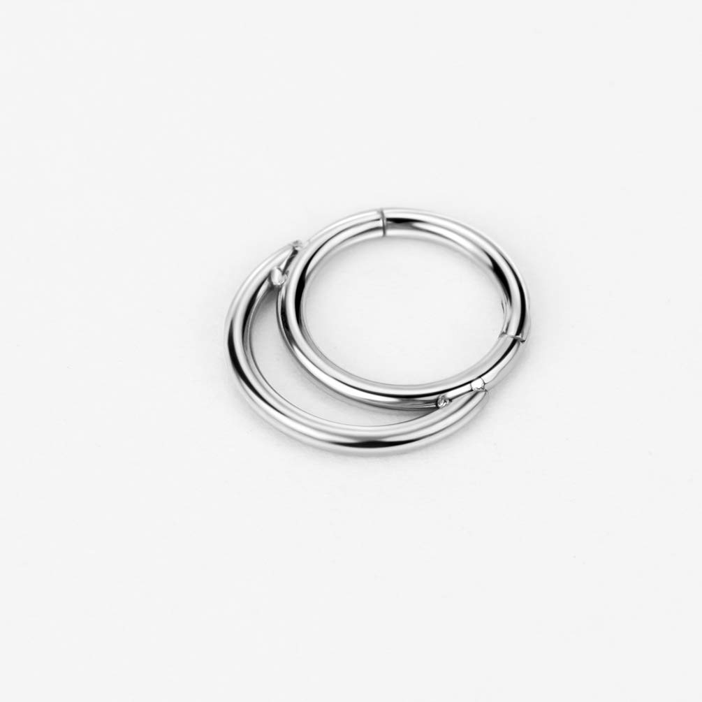 FANSING Surgical Steel Double Crescent Moon Septum Hoop 16g Septum Jewelry 16 Gauge 8mm Septum Rings Clicker Silver Septum Piercing Rings