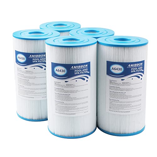 AmiBron 71825 Replaces Hot Springs Spa Filters, Compatible with Watkins 31489, Unicel C-6430, Pleatco PWK30, Filbur FC-3915, P/N0969601,73178, 73250, 30 sq.ft.Pleated Fabric Filter Media 5 Pack
