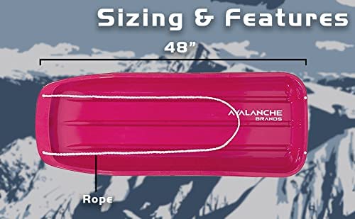 Avalanche Brands - 48" Classic Downhill Toboggan Snow Sleds - Blue & Pink