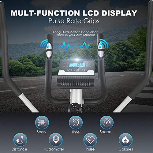 ANCHEER Elliptical Machine for Home Use, Magnetic Elliptical Training with Pulse Rate Grips and LCD Monitor, Smooth Quiet Driven for Home Gym Office