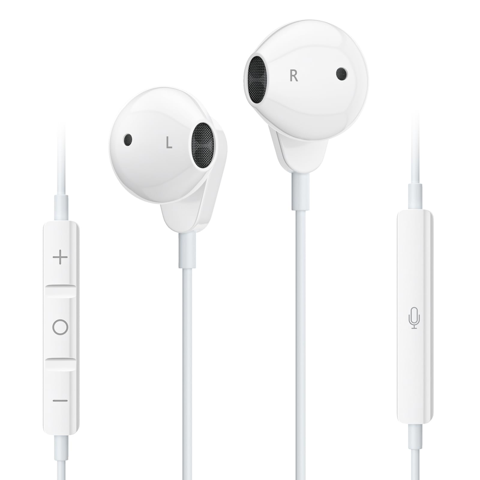Aolcev Wired Earbuds for iPhone, in-Ear Headphones Compatible with iPhone 12/12 Mini/Pro/Pro max, Earphones with Mic for iPhone 14, 13, 11, and Most iOS Devices, White