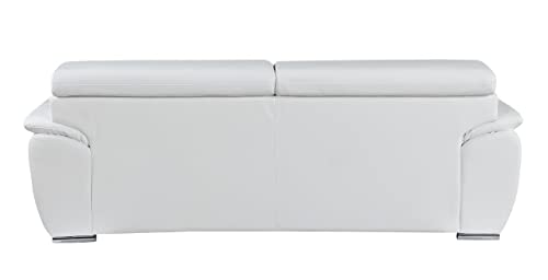 Blackjack Furniture 4571 Veal Collection 2 Piece Genuine Leather Sofa Set for Living Room, Modern Couch and Loveseat with Lumbar Support and Large Adjustable Headrests, 2+3 Seater, White