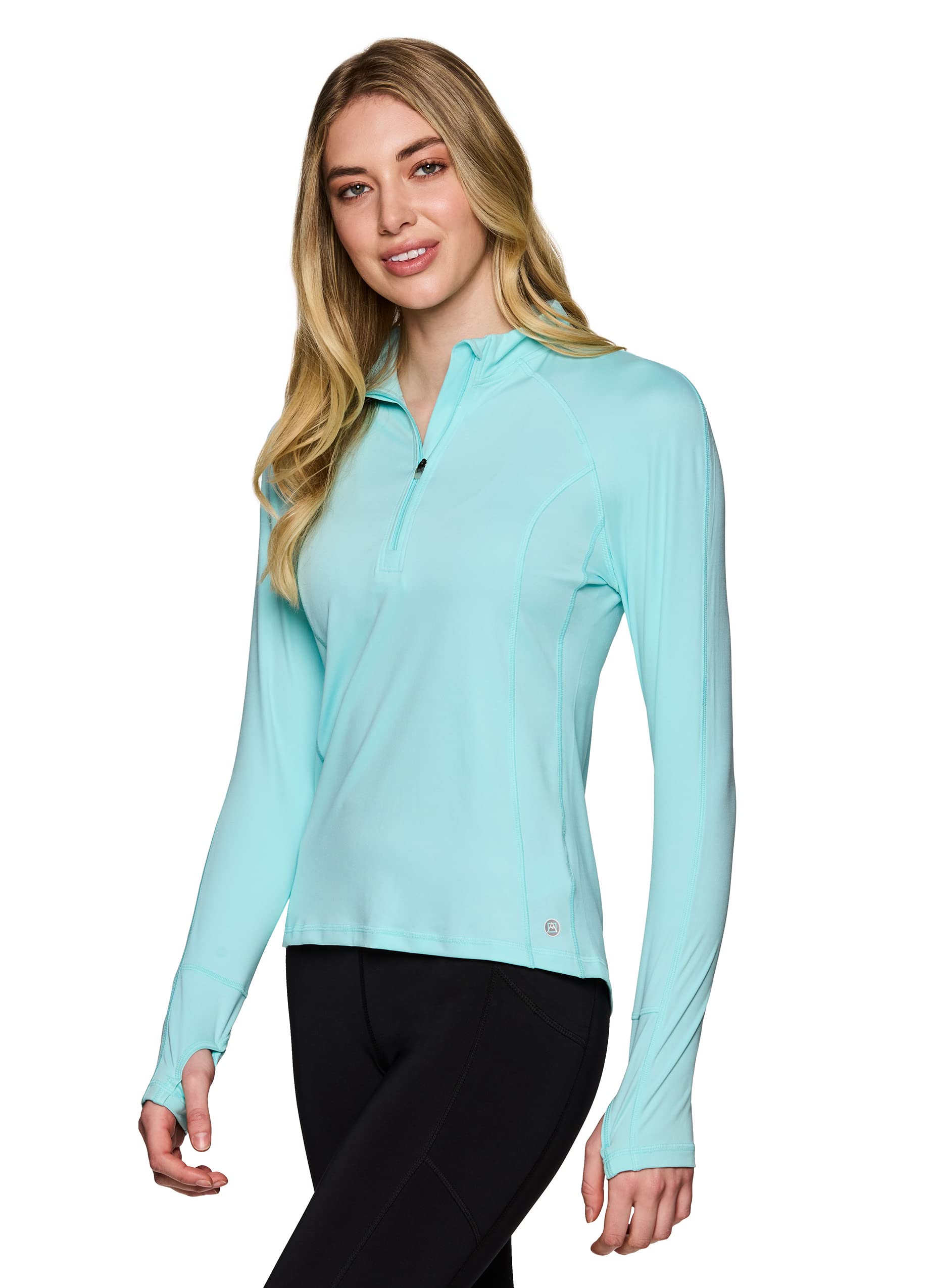 Avalanche Women's 1/4 Zip SPF Protection Long Sleeve Hiking Sun Shirt Zip Aqua M