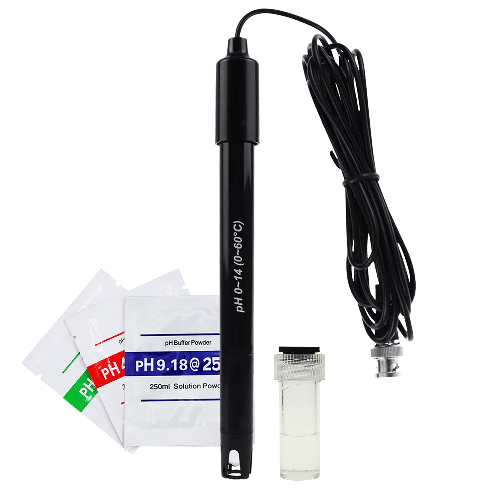 DANOPLUS 300 cm Long Cable Electrode Replaceable pH Probe (0-14 pH), BNC Connector with 6 Packets of Calibration Powder