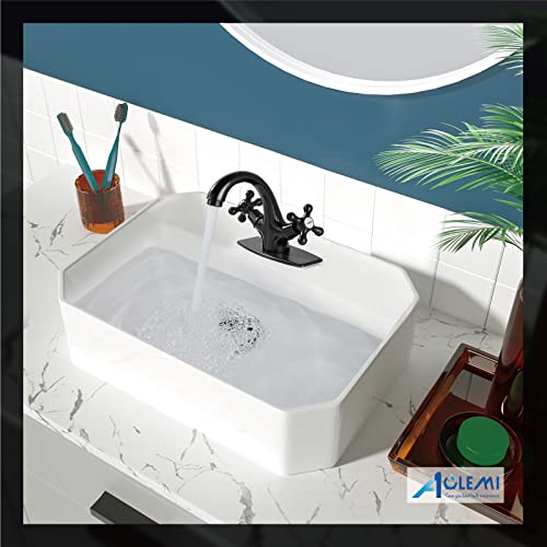 Aolemi Bathroom Sink Faucet Oil Rubbed Bronze Single Hole Double Handle Cross Knobs Vanity Sink Basin Mixer Tap and Pop Up Drain with Overflow