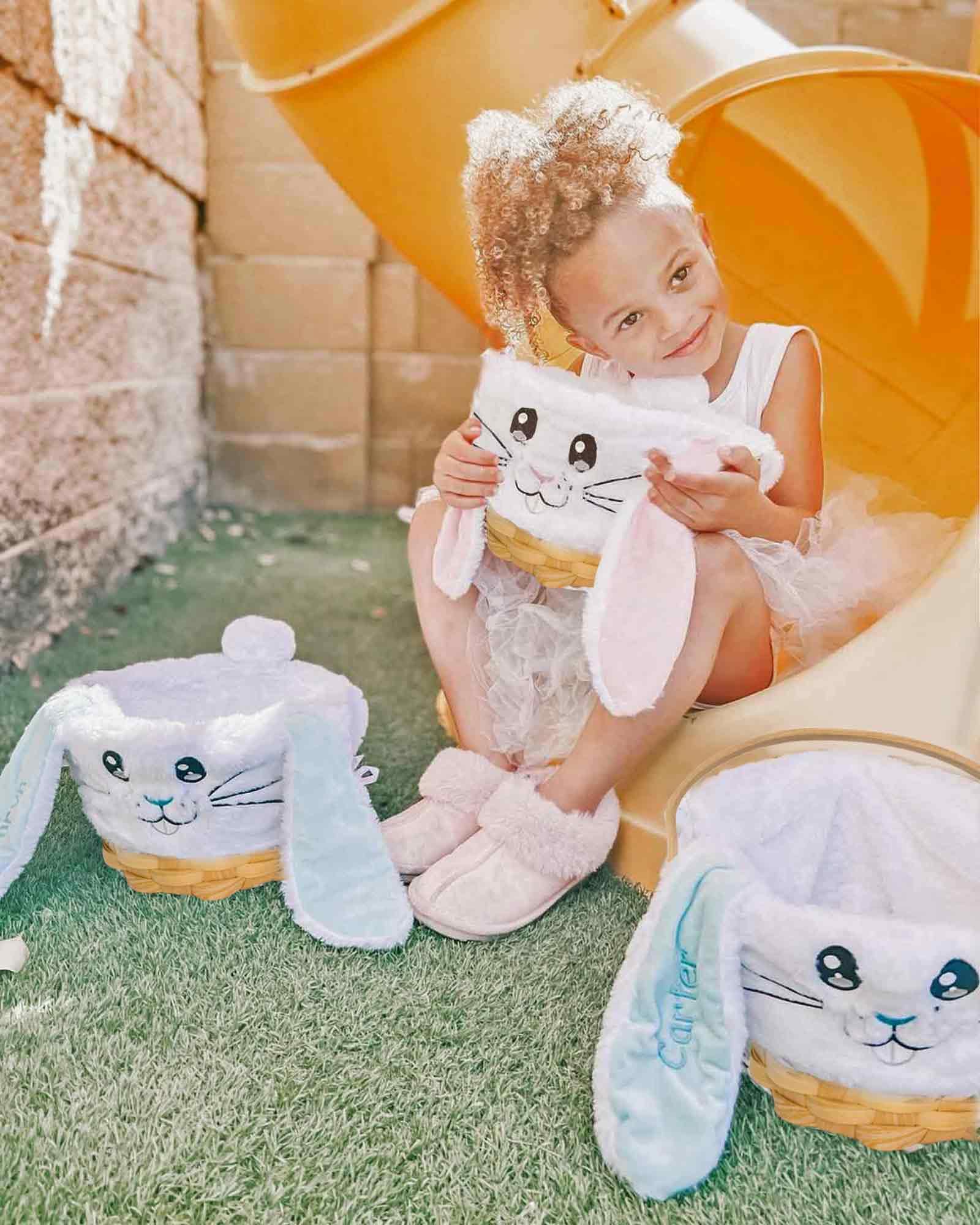 Personalized Bunny Face Easter Basket (Pink)