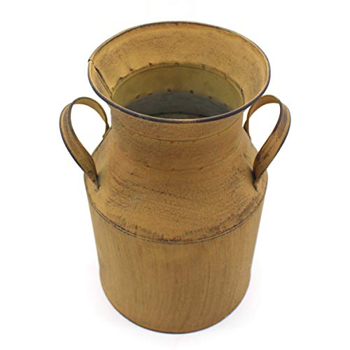 CVHOMEDECO. Galvanized Metal Milk Can, Old Rustic Primitives Jug Vase for Home and Garden Décor. Rusty
