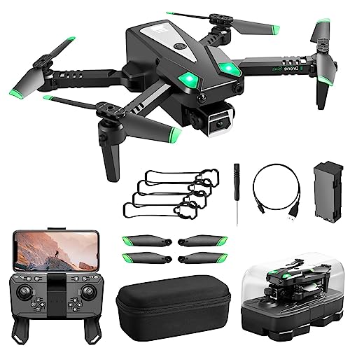Drone with 1080P HD Dual Camera, WiFi FPV Live Video Real-Time Transmission, Headless Mode, Altitude Hold, RC Quadcopter Foldable Drones Gifts for Boys Girls #