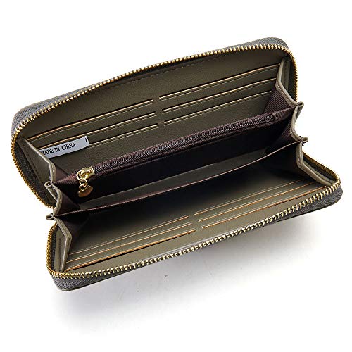 CYANB Women Wallets Tassel Bifold Ladies Cluth Wristlet Wrist strap Long Purse Snake Print Sequins Dark Brown