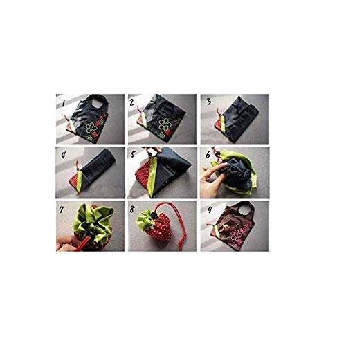 EH 5 Pack of "dot" Shopping Bags, Ripstop Nylon Reusable Shopping Tote Bag, Expandable ECO Bags (Color A)