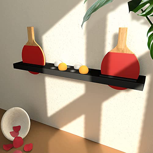 Baoz Ping Pong Paddle Storage Rack Wall Mounted Table Tennis Racket Display Rack for 6 Paddles and 8 Balls Storage in Game Room,Bar Room,Home, Office Break Room Ping Pong Ball Holder