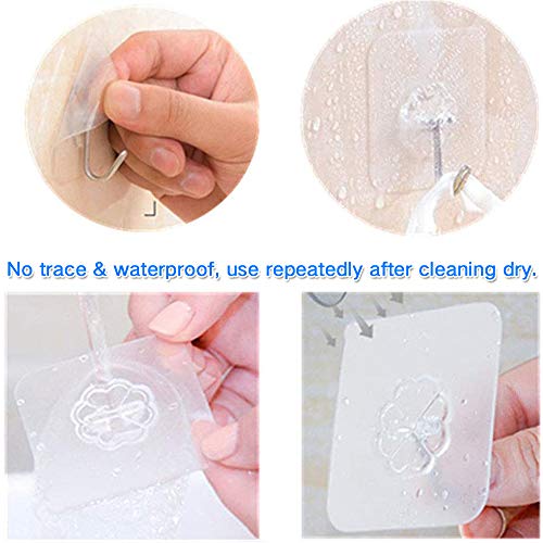 ZCgel Adhesive Wall Hooks - 10 Pack Heavy Duty 15lb(Max, Transparent Removable Utility Hooks Waterproof Sticky Hooks for Hanging Decoration Bedroom Bathroom Kitchen Garage