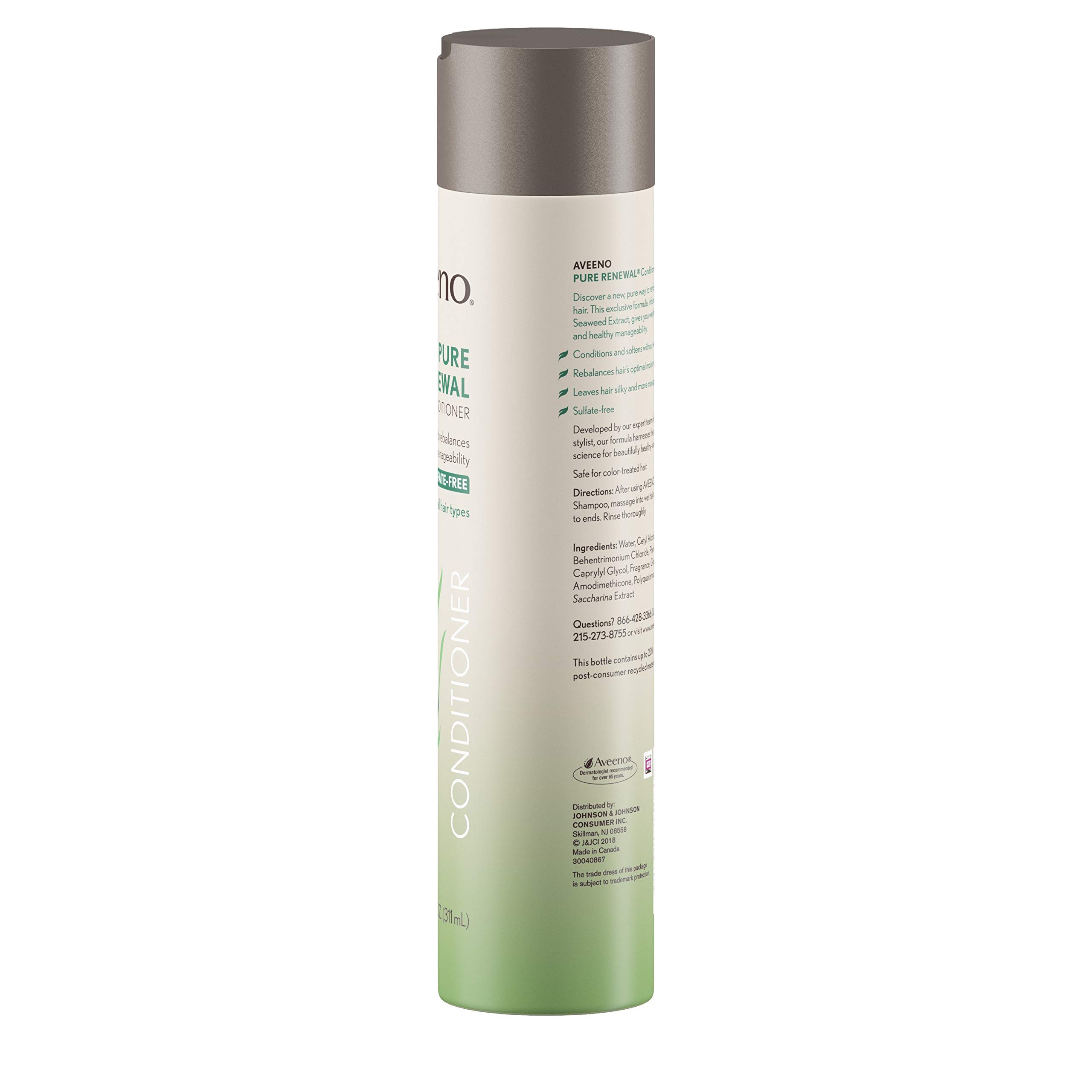 OGX Aveeno Pure Renewal Hair Conditioner Moisturizing Conditioner with Seaweed Extract SulfateFree Formula, 21 Fl Oz, (Pack of 2)