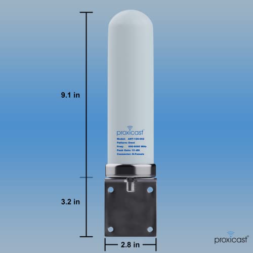 Proxicast High Gain 10 dBi Universal Wide-Band 4G / LTE, 5G & WiFi Omni-Directional Outdoor Pole/Wall Mount Antenna for Verizon, AT&T, T-Mobile (ANT-126-002)