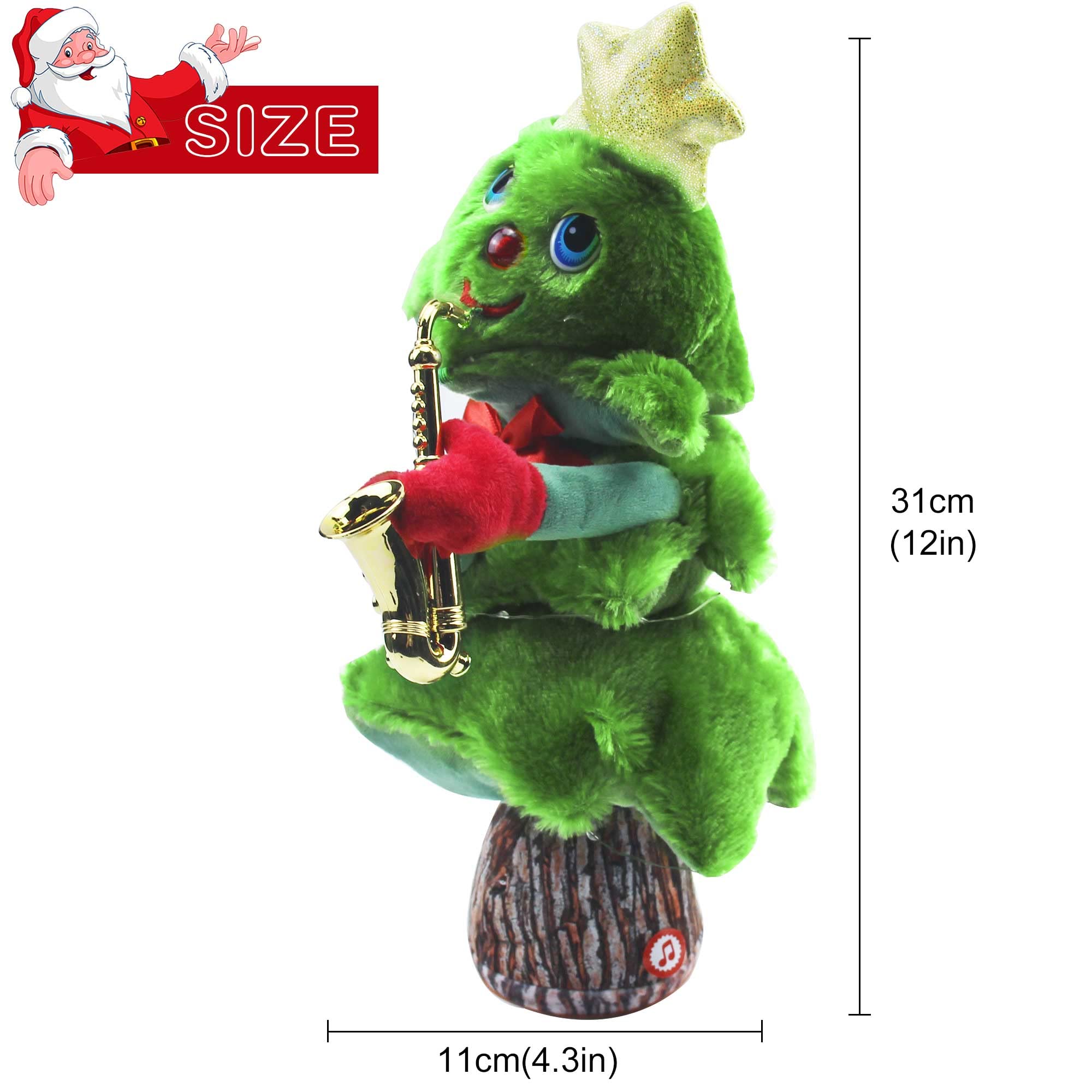 Singing Christmas Tree, Dancing Christmas Tree Play The Saxophone and Sing 8 Christmas Songs, Christmas Dancing Toy Gift for Kids & Decoration Parties