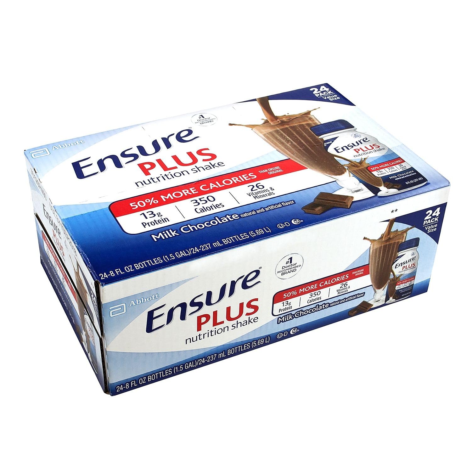 Ensure Plus Creamy Milk Chocolate Shake - 24 x 8 Ounce Bottles