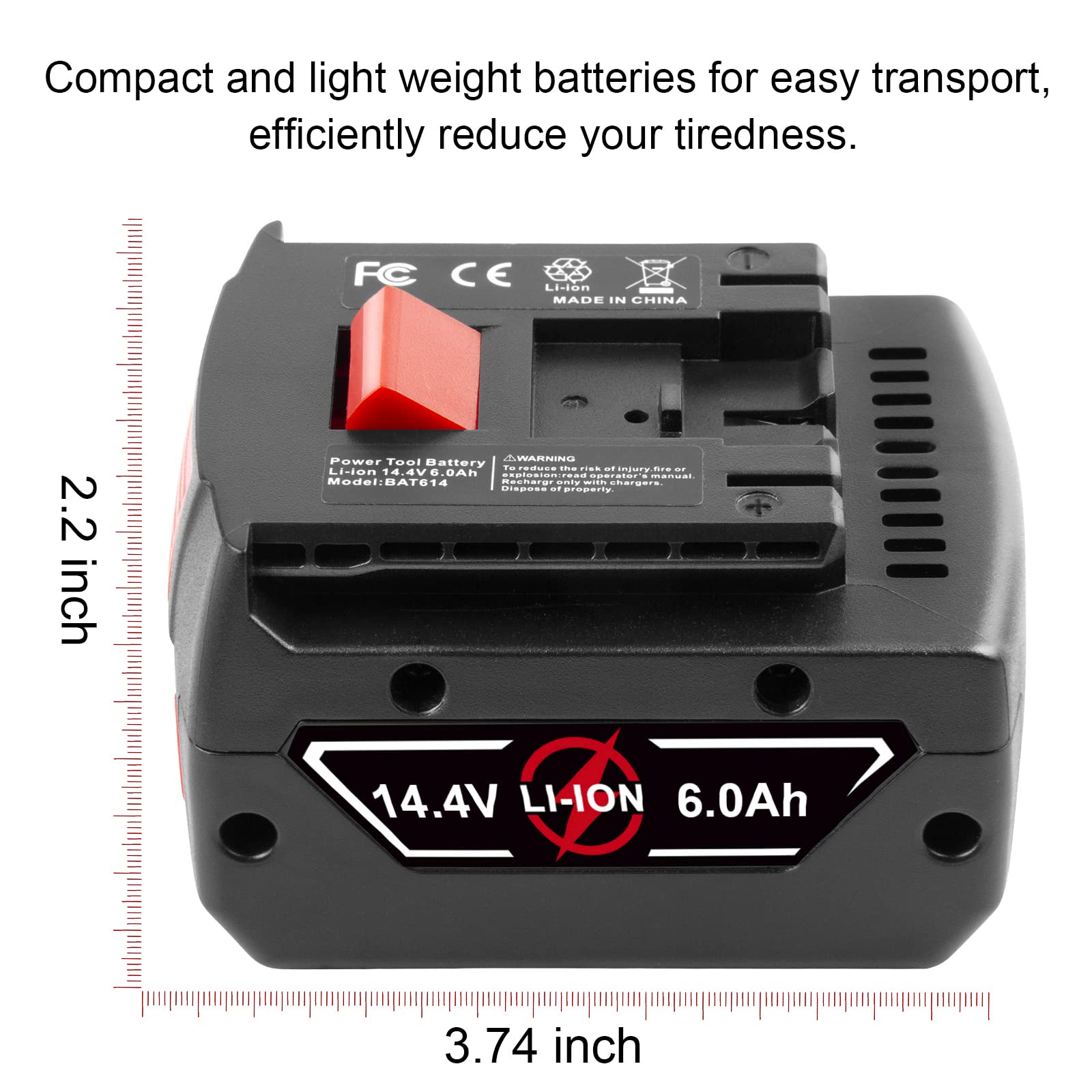 ARyee 6.0Ah Li-ion Battery Replacement for Bosch, 14.4V Compatible with Bosch Cordless Power Tool Li-ion Battery for BAT607 BAT607G BAT614 BAT614G