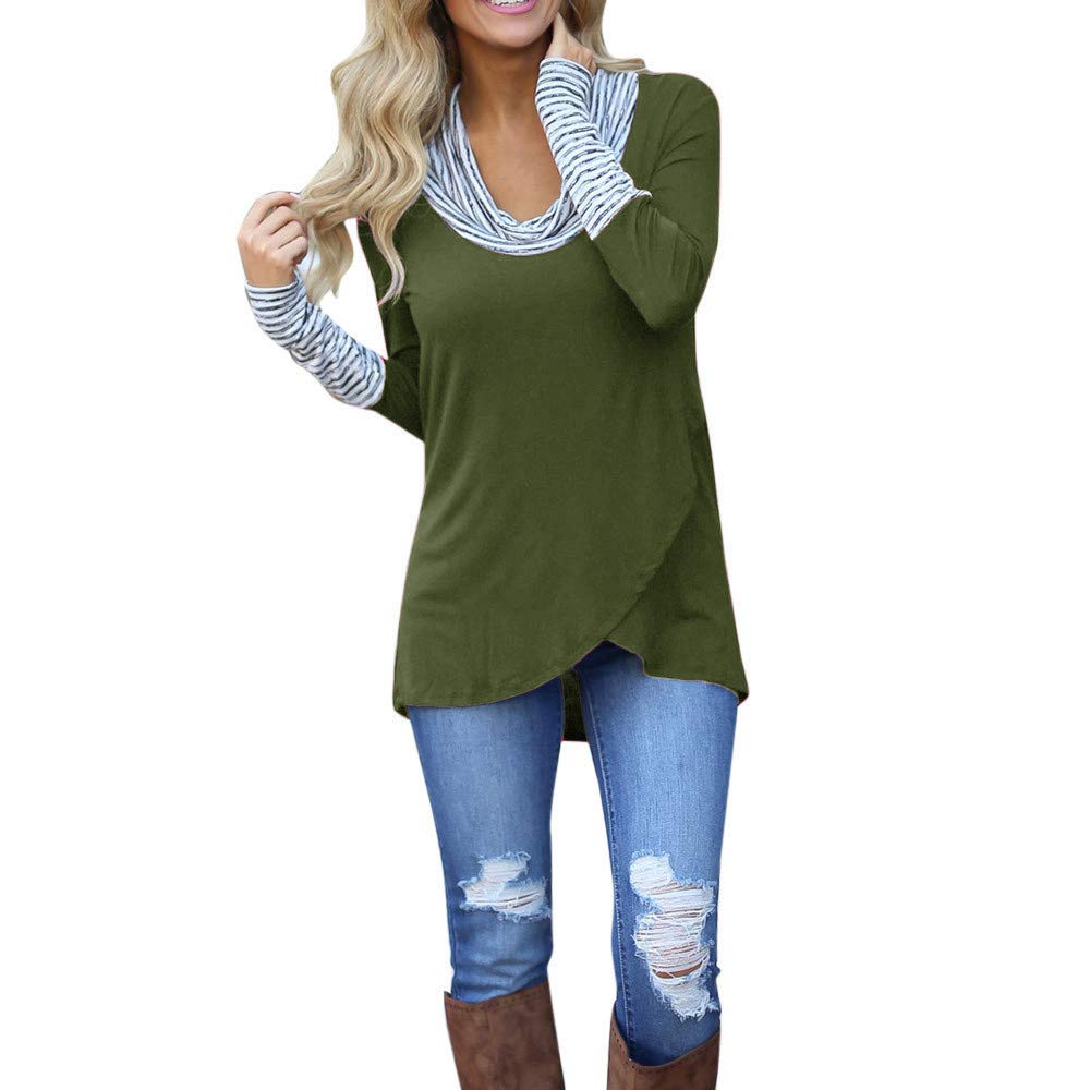 Women's Pullover Hoodie Funnel Neck Long Sleeve Hooded Sweatshirt Colorblock Patchwork Drawstring Top Blouse