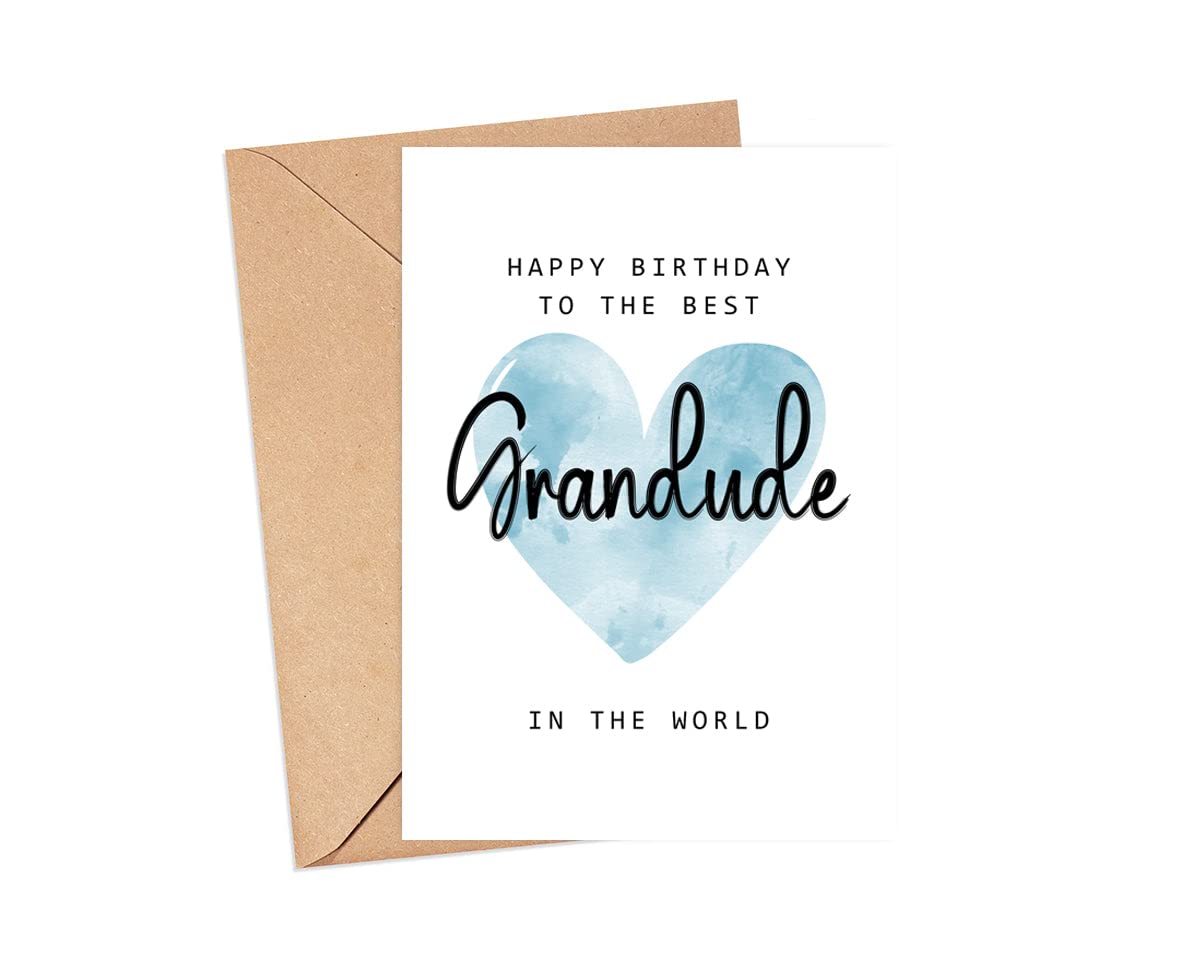 MoltDesigns Happy Birthday To The Best Grandude In The World Card - Grandude Birthday Card - Grandude Card - Father's Day Gift - Happy Birthday Card
