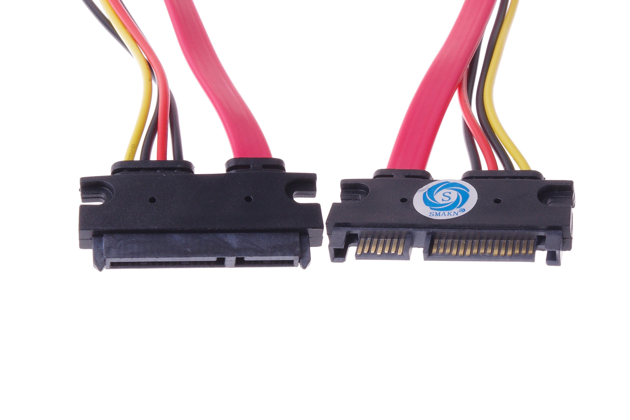 SMAKN(TM) 22-pin (7+15) Sata Male to Female Data and Power Combo Extension Cable - Slimline Sata Extension Cable M/f - 20inch (50cm)