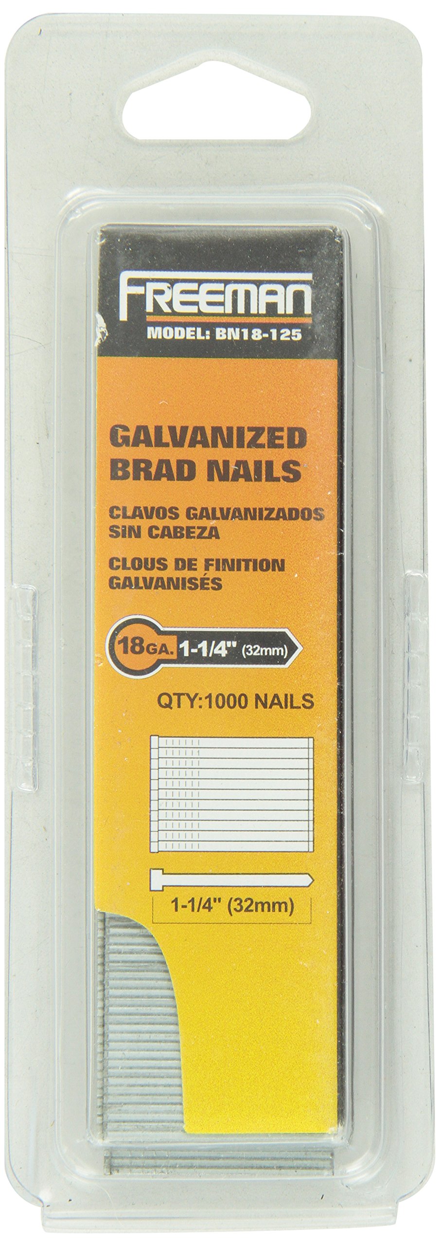 Freeman BN18-125 1-1/4-Inch by 18 Gauge Brad Nail, 1000 Per Box