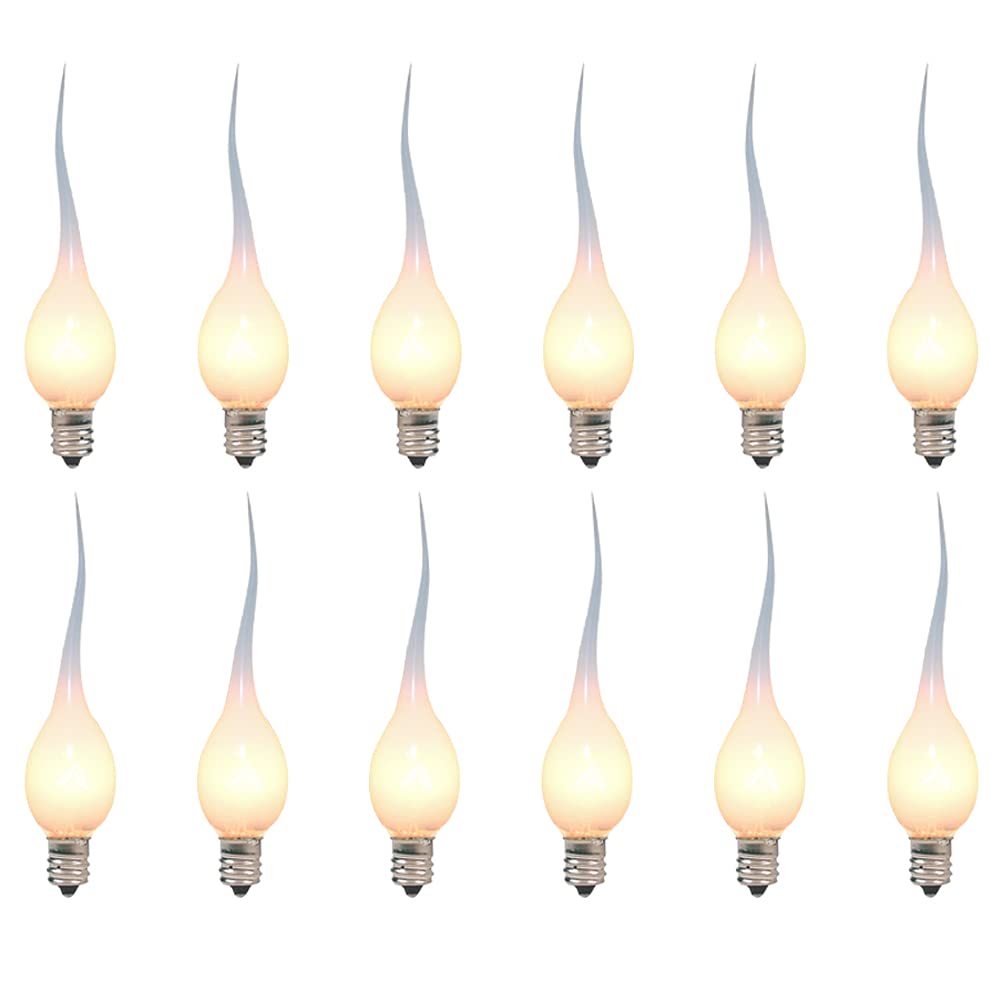 GOOTHY Silicone Dipped Candle Light Bulbs, Clear Silicone 5 Watts Replacement Bulbs for Electric Window Candles Chandeliers Night Light Bulbs Christmas Lights, C7/E12 Candelabra Base, 120V- 12 Pack