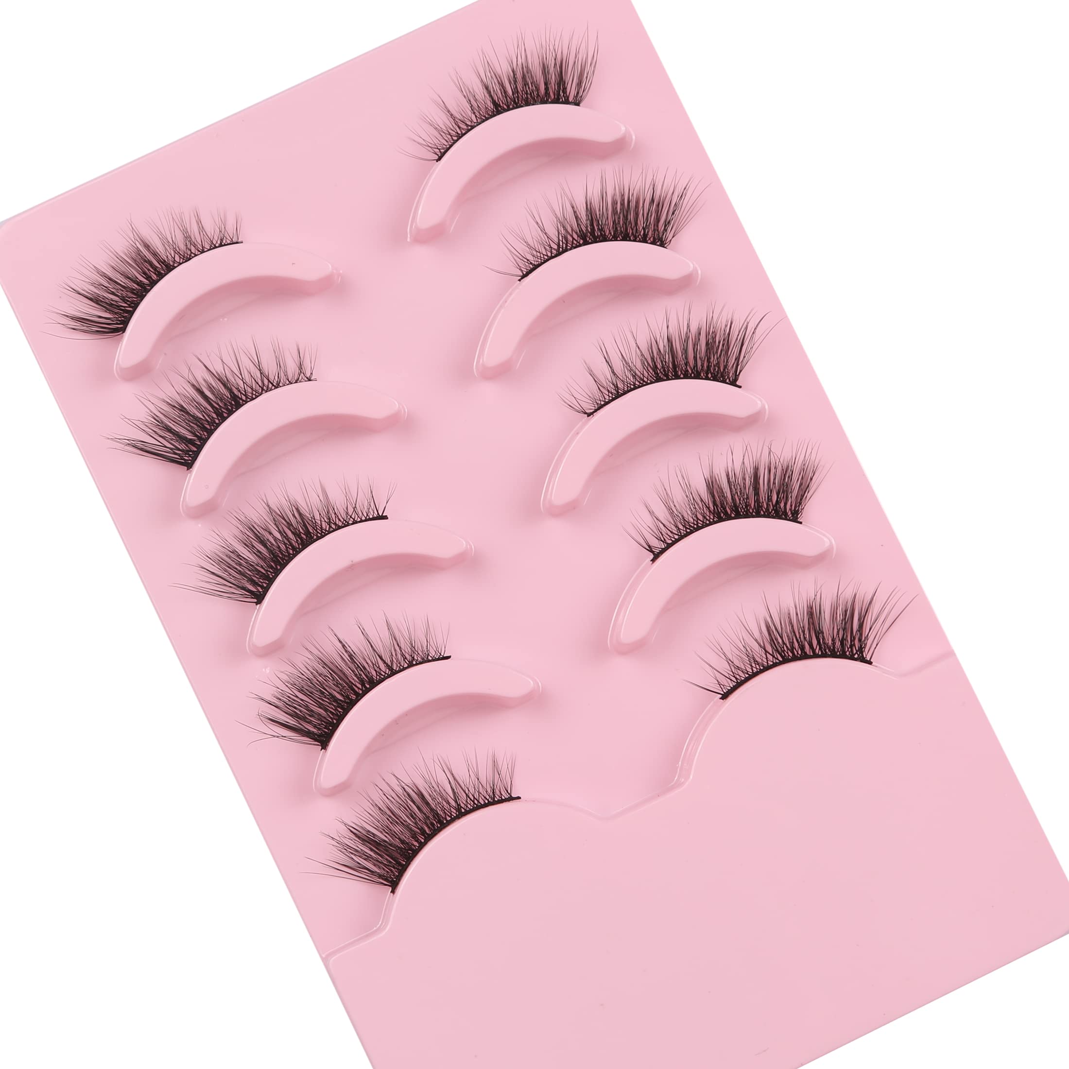 Himirell Half Lashes Natural Look Cat Eye Lashes Short Accent Corner False Eyelashes Look Natural Faux Mink Lashes 5 Pairs Pack