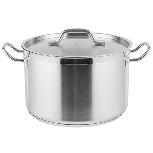 Royal Industries Classic Stock Pot with Cover, 12 qt, 11" x 7" HT, Stainless Steel, Commercial Grade - NSF Certified
