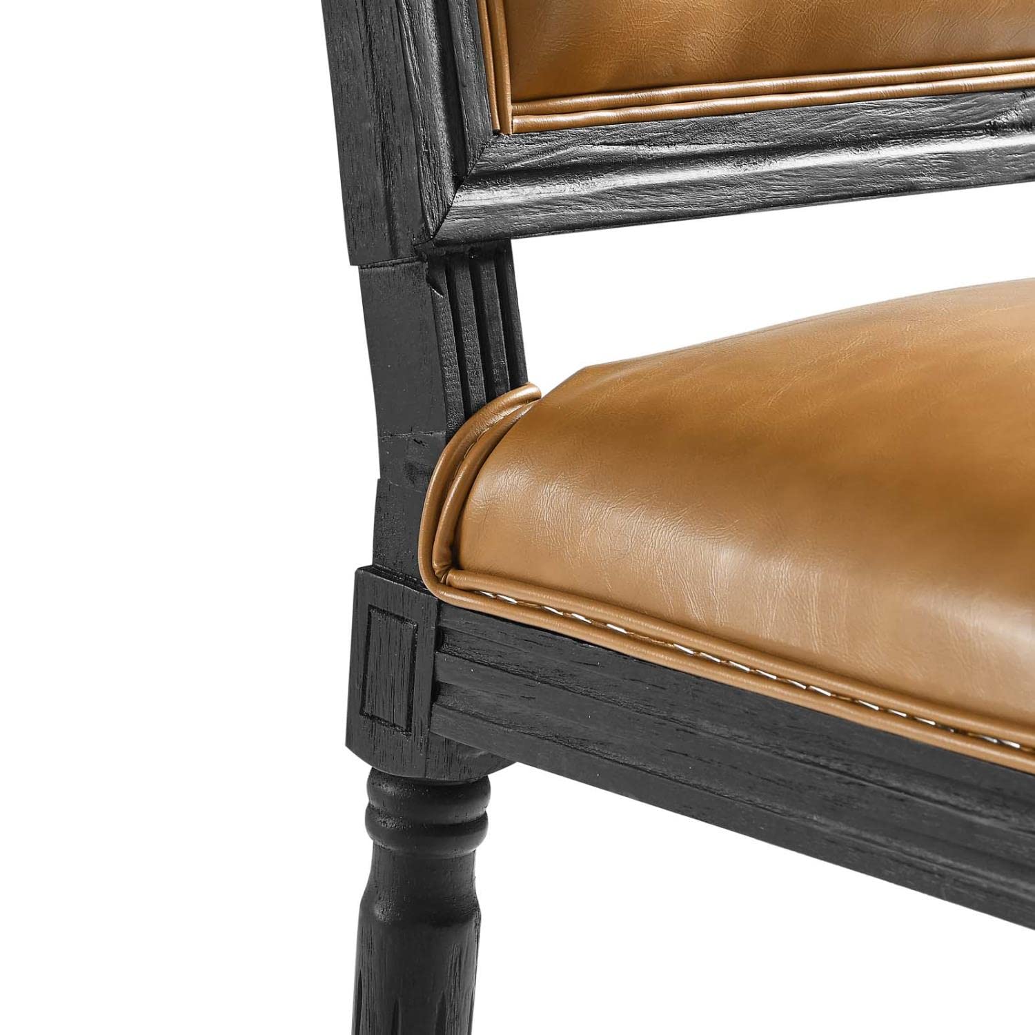 Modway Court French Vintage Vegan Leather Dining Chair in Black Tan