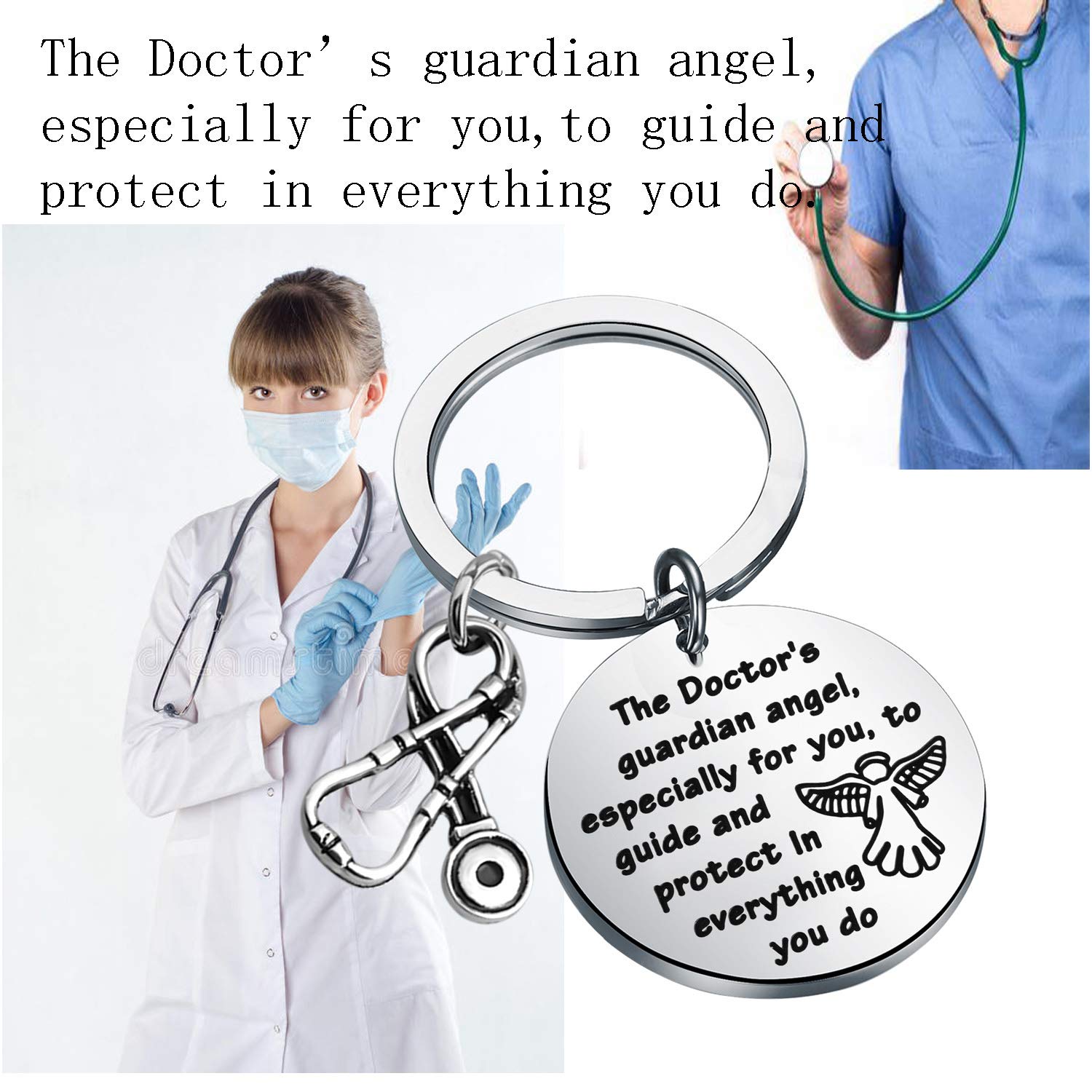 FEELMEM Doctors Prayer Keychain A Doctor’s Guardian Angel Protect in Everything You Do Keychain