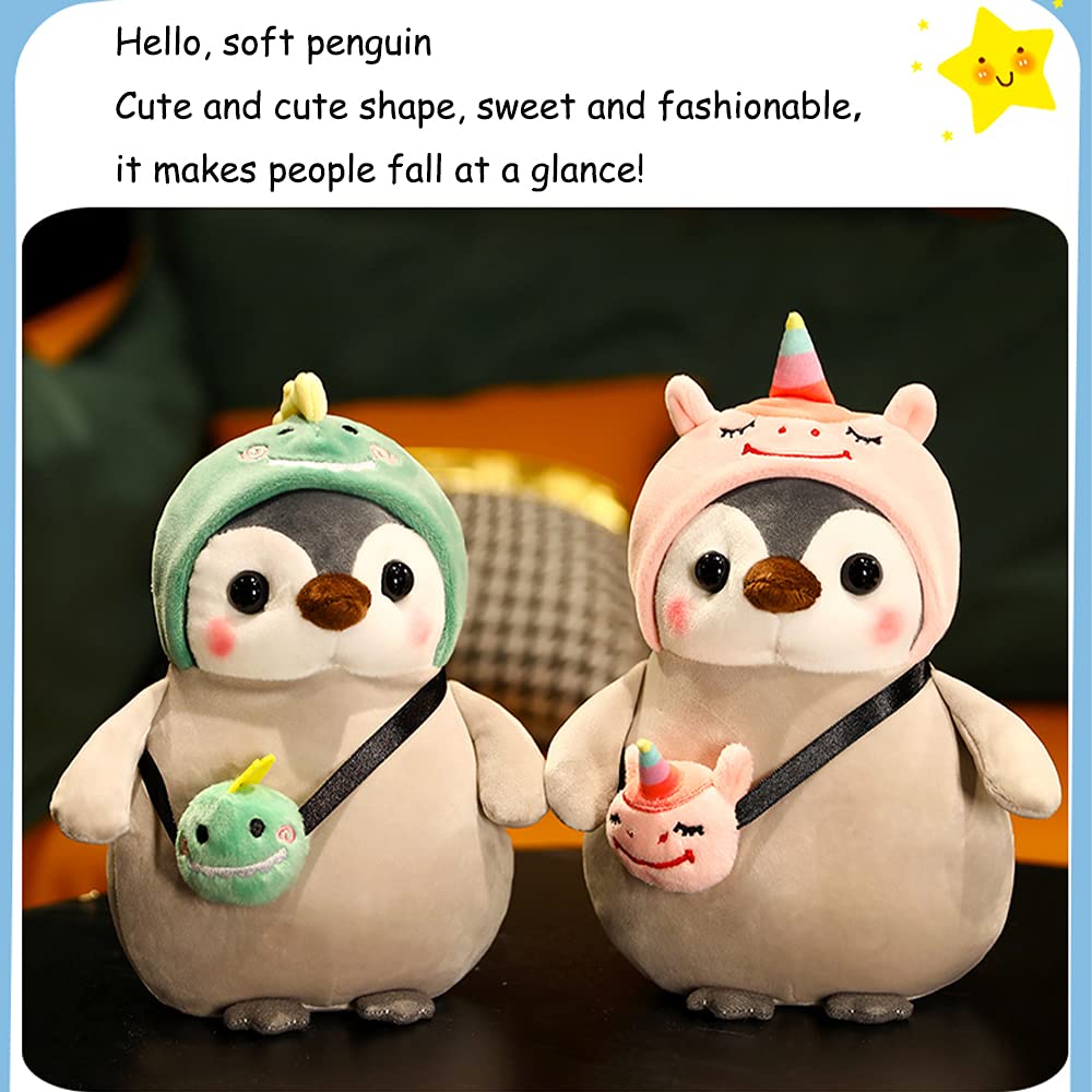 NC Seyomi Cute Penguin Dinosaur Plush Stuffed Animal Penguin Plushies with Dinosaur Outfit,Gifts for Kids(10 inches)