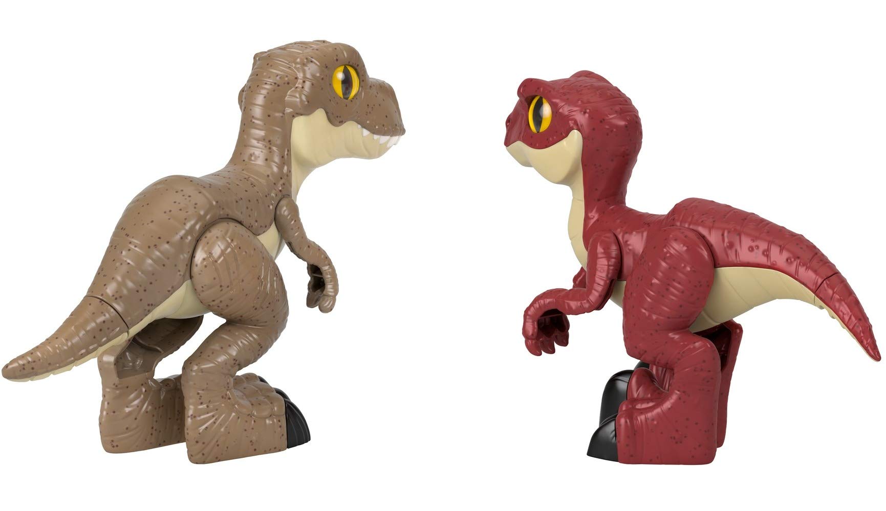 Fisher-Price Imaginext Jurassic World Dino Attack Pack, extra-large 9.5 inch T.rex and 9 inch raptor figure set for preschool kids ages 3 to 8 years