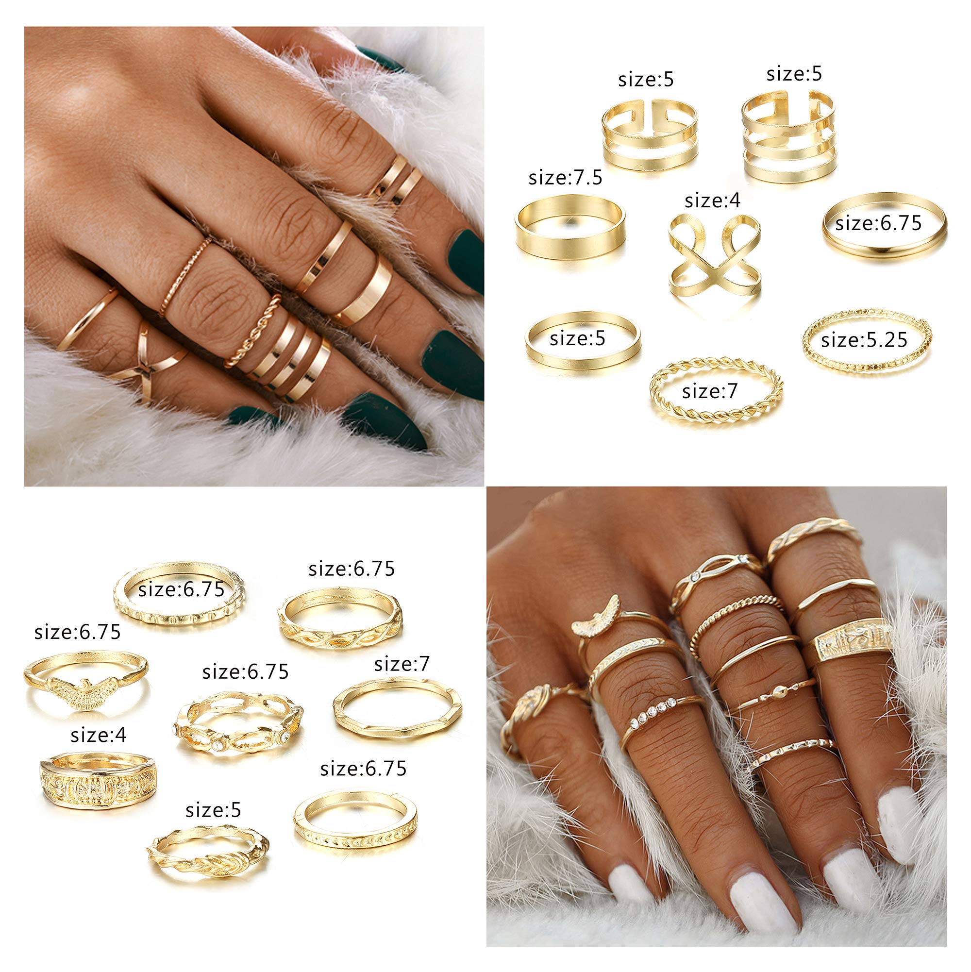 Jstyle 112Pcs Simple Knuckle Midi Ring Sets Vintage Bohemian Hollow Silver&Gold Finger Stackable Rings for Women Rings Jewelry Gifts