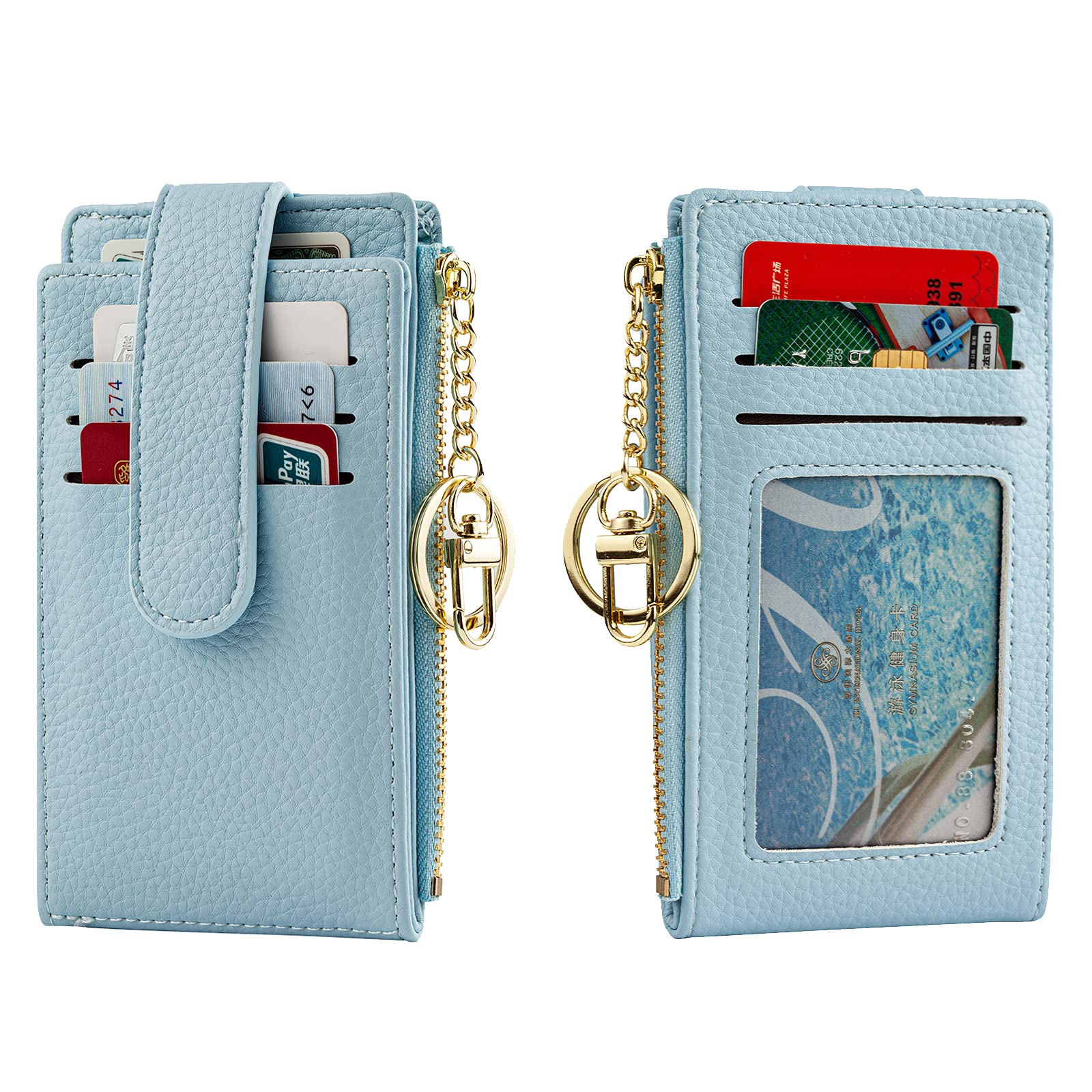 SUMGOGO Womens Small Wallet for Woman Slim Bifold Zipper Card Case Wallets Bling Coin Purse (A-Burgundy)