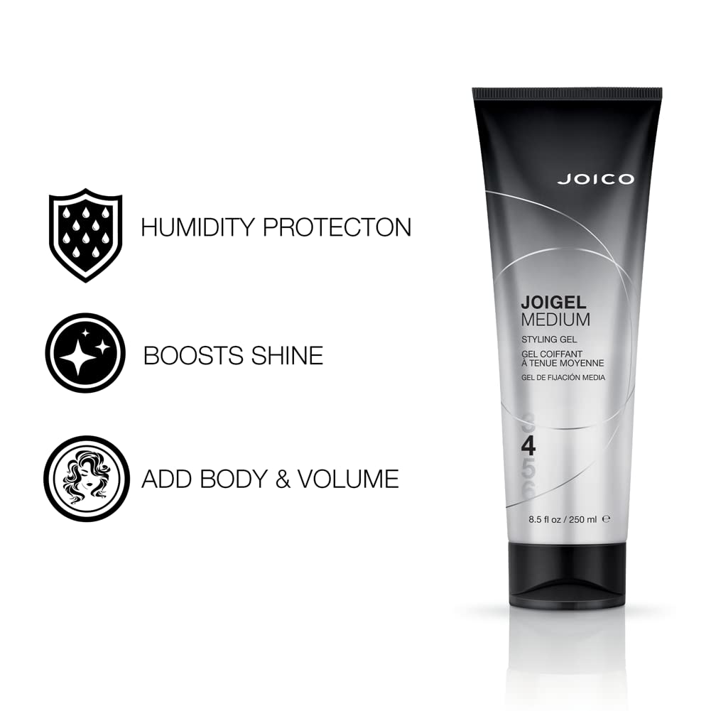 JoiGel Medium Styling Gel | For Most Hair Types | Add Body and Volume | Lock In Moisture & Boost Shine | Thermal Heat & Humidity Protection | Protect Against Pollution | 8.5 Fl Oz (Pack of 2)