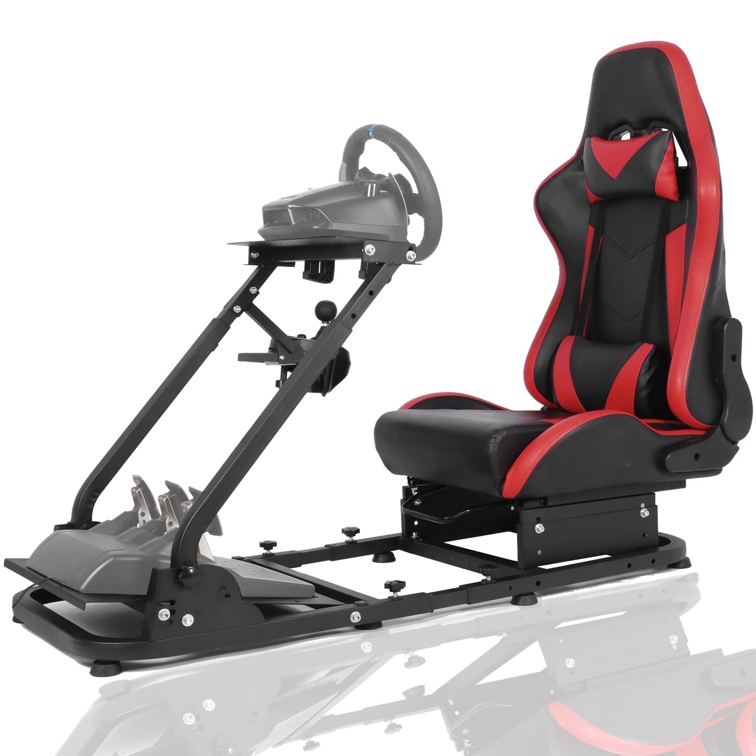 Minneer Racing Gaming Seat Steering Simulator Cockpit Fits Xbox/Playstation/PC Logitech G25/ G27/G29 / G920 Stable Racing Wheel Stand Fits All Thrustmaster Fanatec (Red Seat)