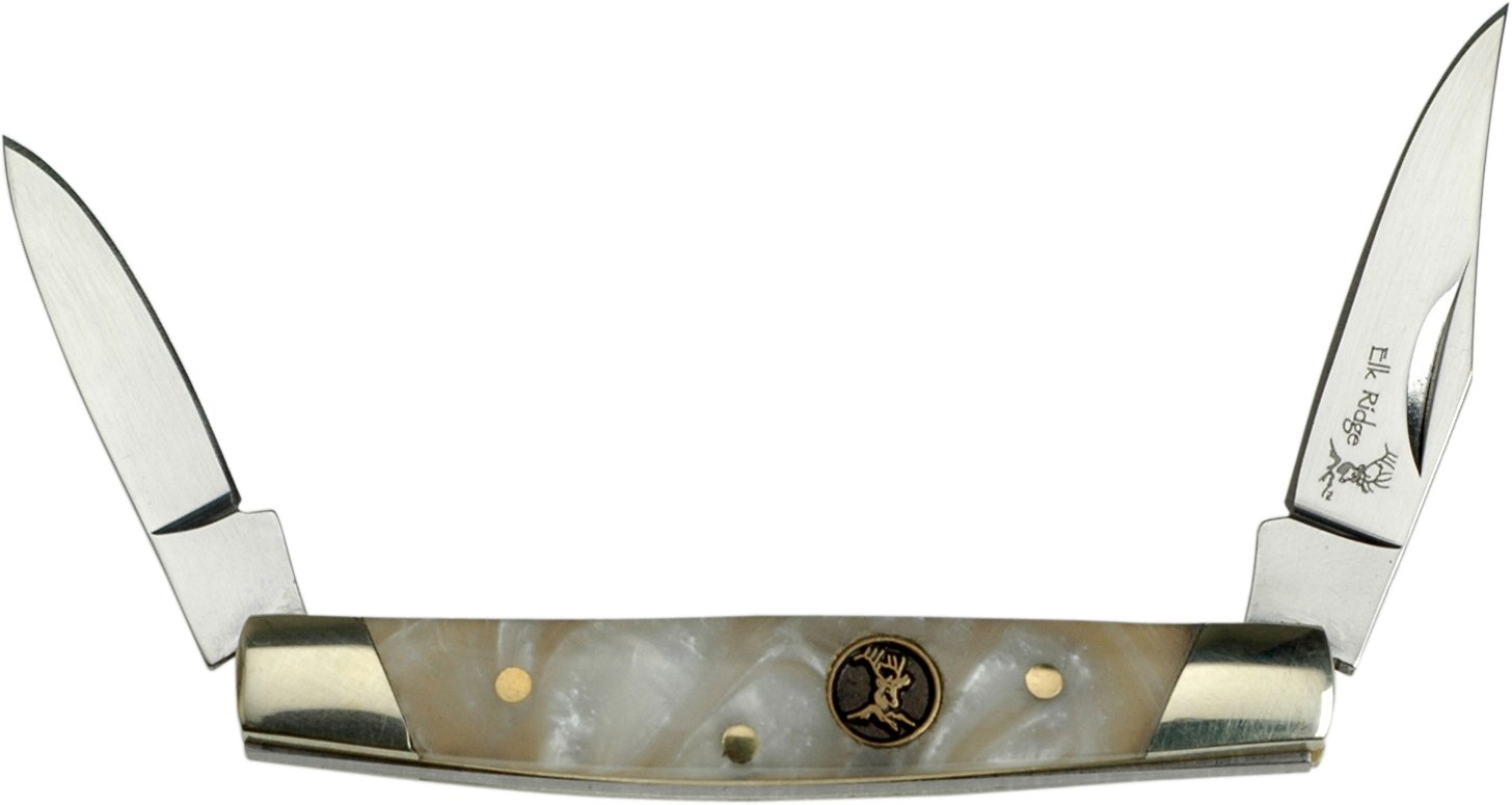Elk Ridge - Outdoors Folding Knife - 2.5-in Closed, 1.75-in Satin Finish Stainless Steel Blades, Faux Mother of Pearl Handle - EDC, Hunting, Camping, Survival - ER-211WP