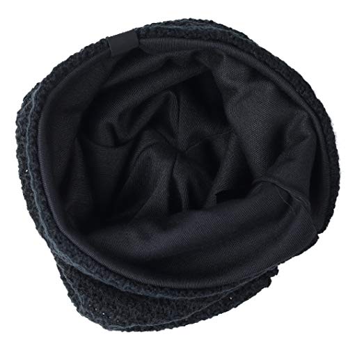 FORBUSITE Mens Slouchy Long Beanie Black Knit Hat for Summer Winter, Oversize, Soild